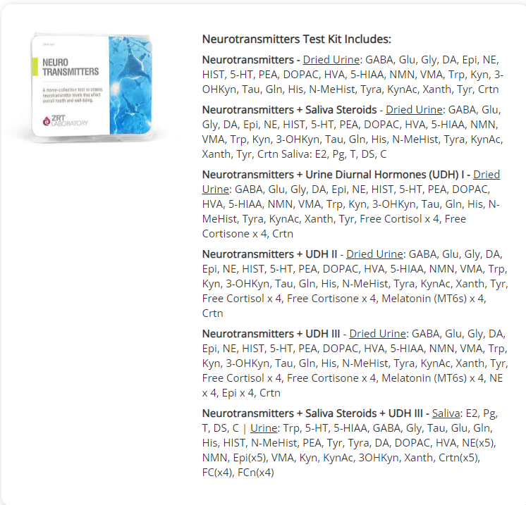 Neurotransmitters test – G-Life
